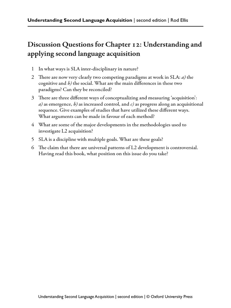 Chapter 12: Second Language Acquisition | PDF