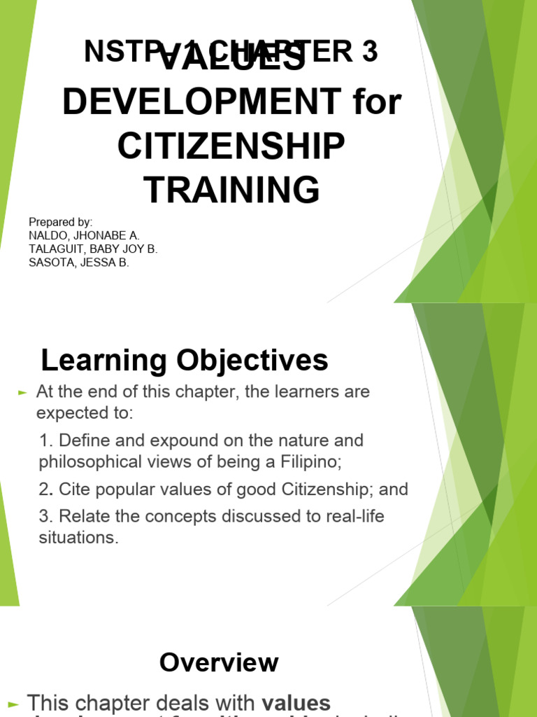 CHAPTER 3 NSTP Values Development For Citizenship Training 1 | PDF ...