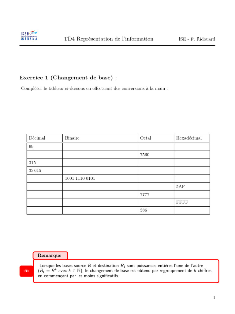 Changement de base et opérations en Ada | PDF | Mathématiques ...