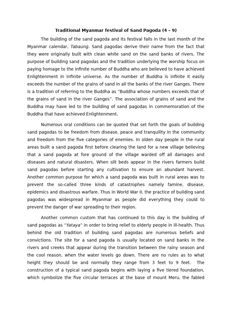 Myanmar Sand Pagoda Festival Explained | PDF