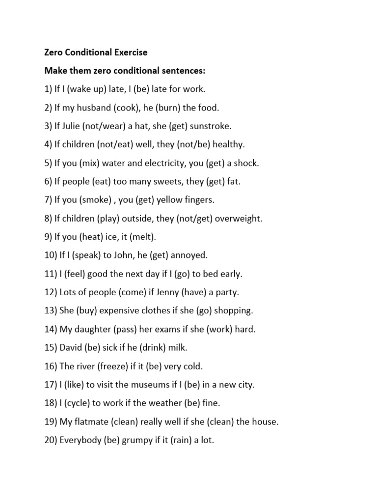 Zero Conditional Exercise | PDF