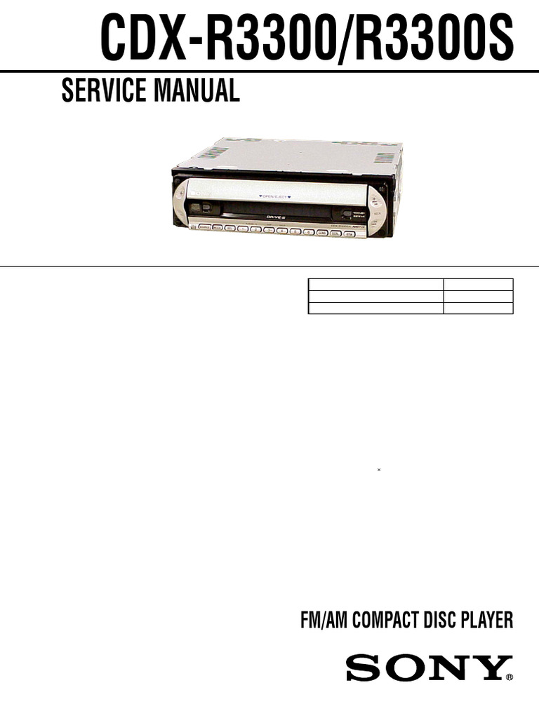 Sony cdx-r3300 cdx-r3300s Ver.1.0 | PDF | Power Supply | Amplifier
