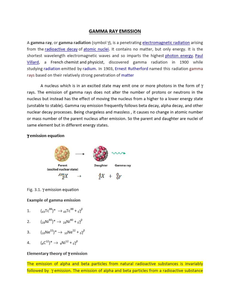 Gamma Ray Physics Explained | PDF | Radioactive Decay | Gamma Ray