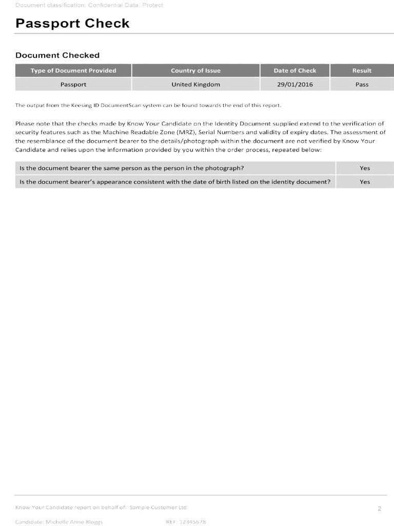 Passport Check KYC Sample Report 20181-2 | PDF
