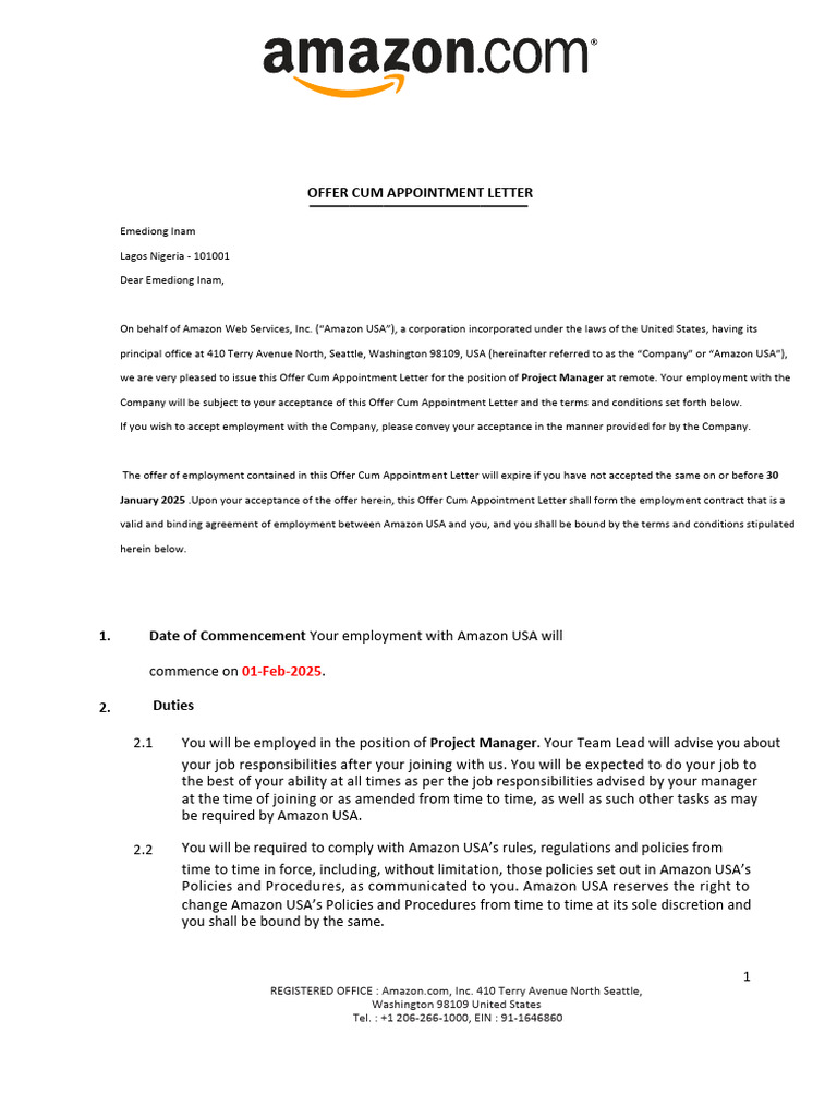 Amazon Offer Letter | PDF | Legal Remedy | Injunction