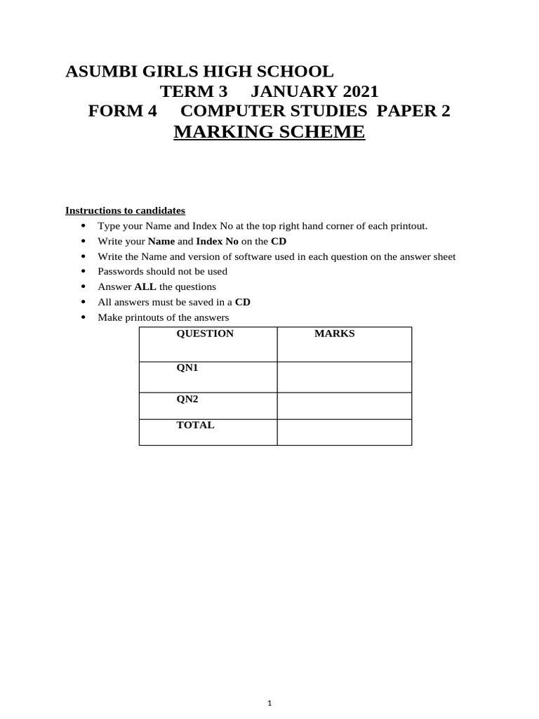 Computer Paper 2 2021 MS | PDF