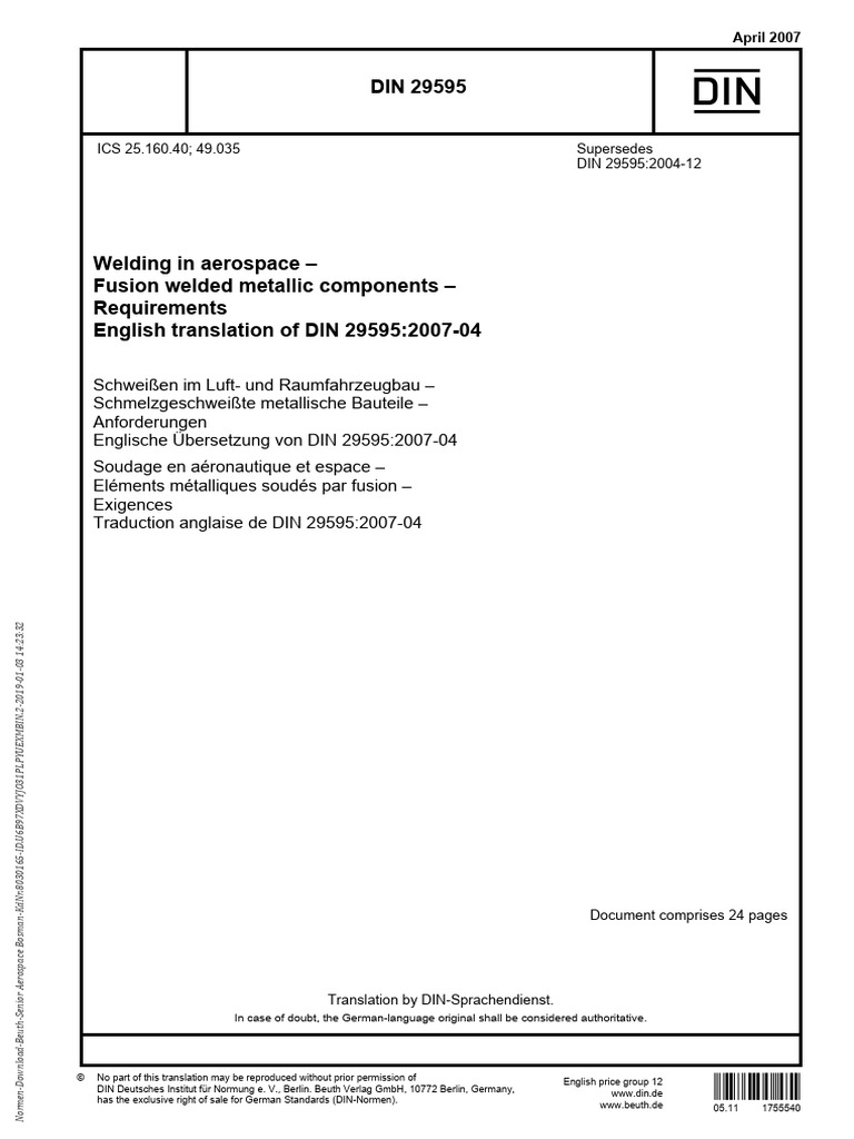 Din 29595 | PDF | Nondestructive Testing | Welding