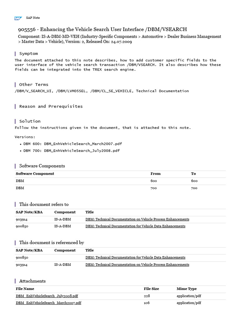 Enhancing The Vehicle Search User Interface /DBM/VSEARCH | PDF
