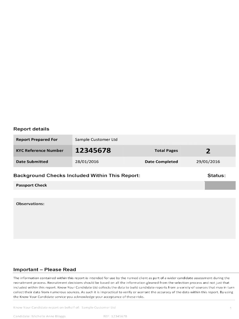 Passport Check KYC Sample 553453 | PDF