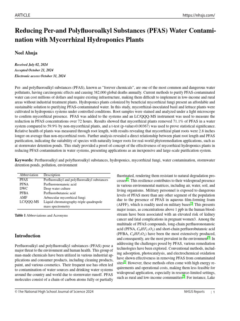 Reducing Per and Polyfluoroalkyl Substances PFAS Water Contamination ...