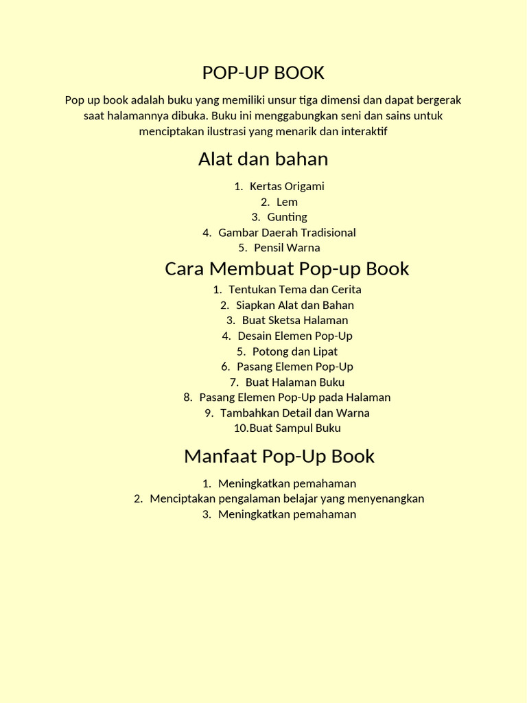 Pop-Up Book Presentasi Kelas 5 | PDF