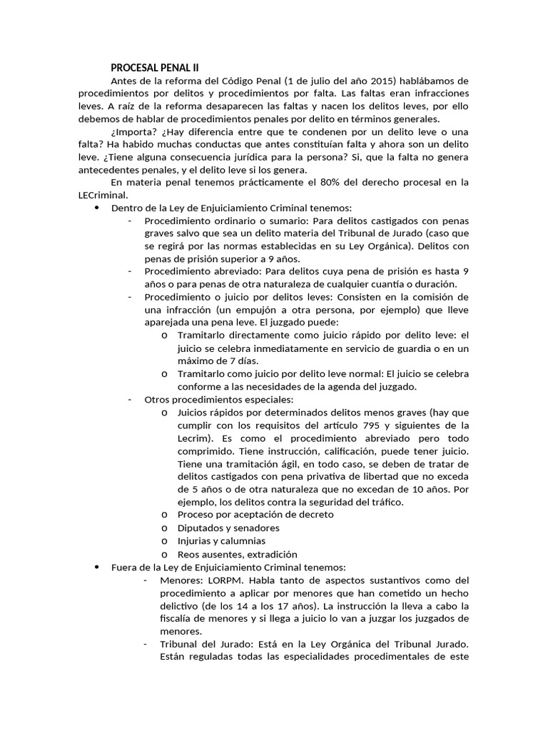02 Procesal Penal Ii | PDF | Derecho penal | Ley procesal