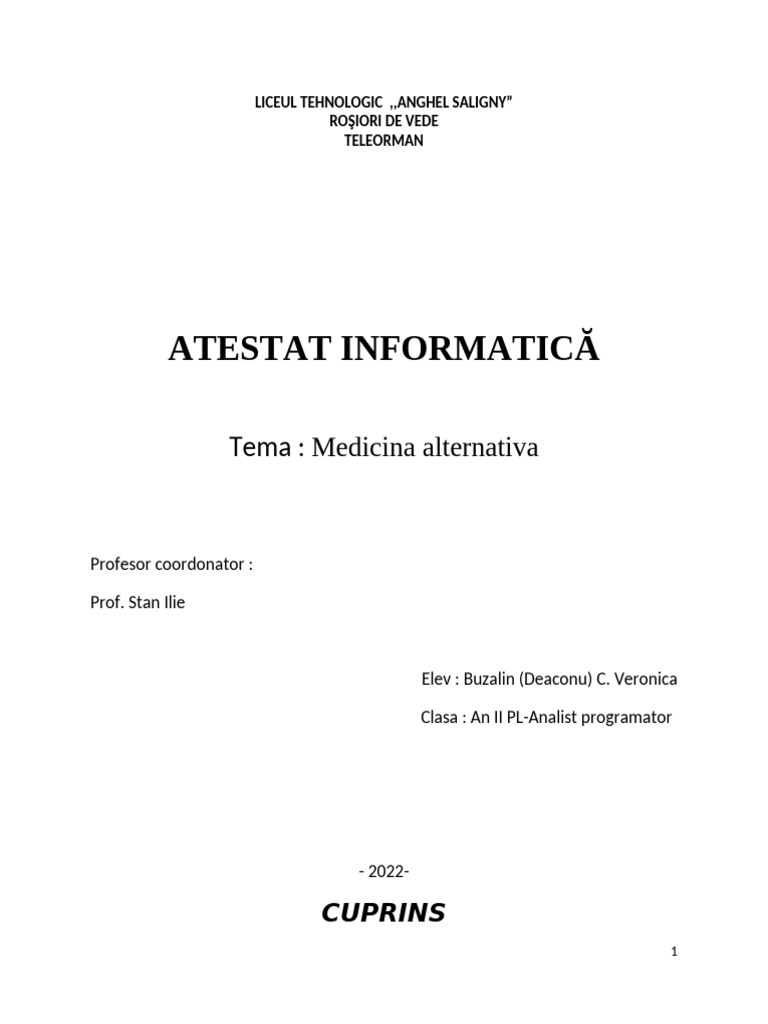 Atestat Informatica | PDF | Acupuncture