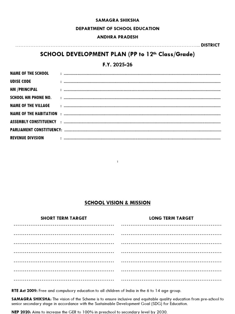School Development Plan 2025-26 | PDF | Teachers