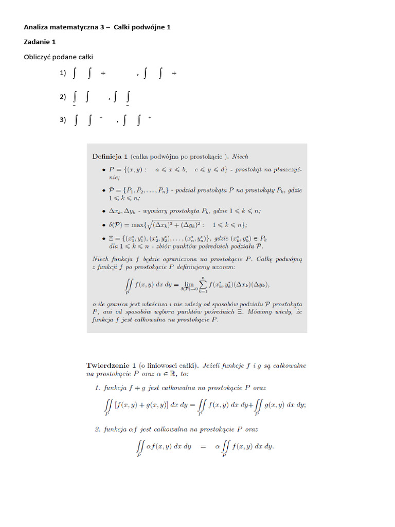 Analiza matematyczna 3- całki podwójne 1 (4) | PDF