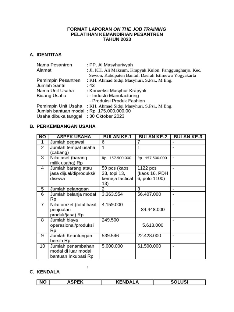 Format Laporan Ojt | PDF