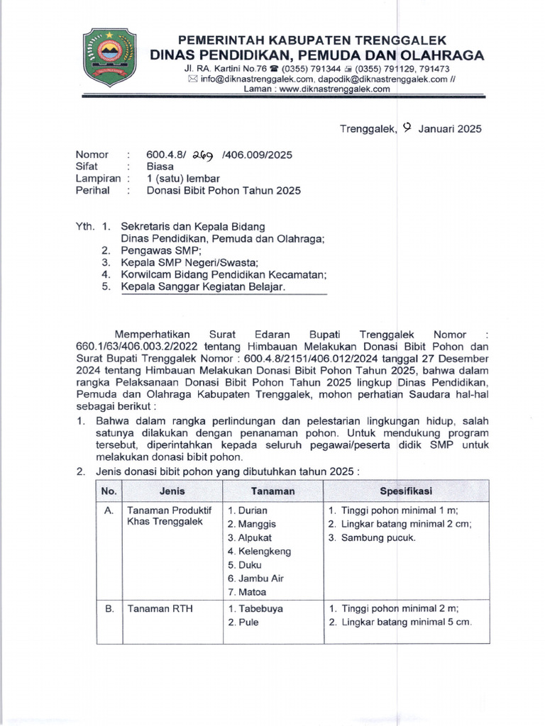 269 Donasi Bibit Pohon Tahun 2025 | PDF