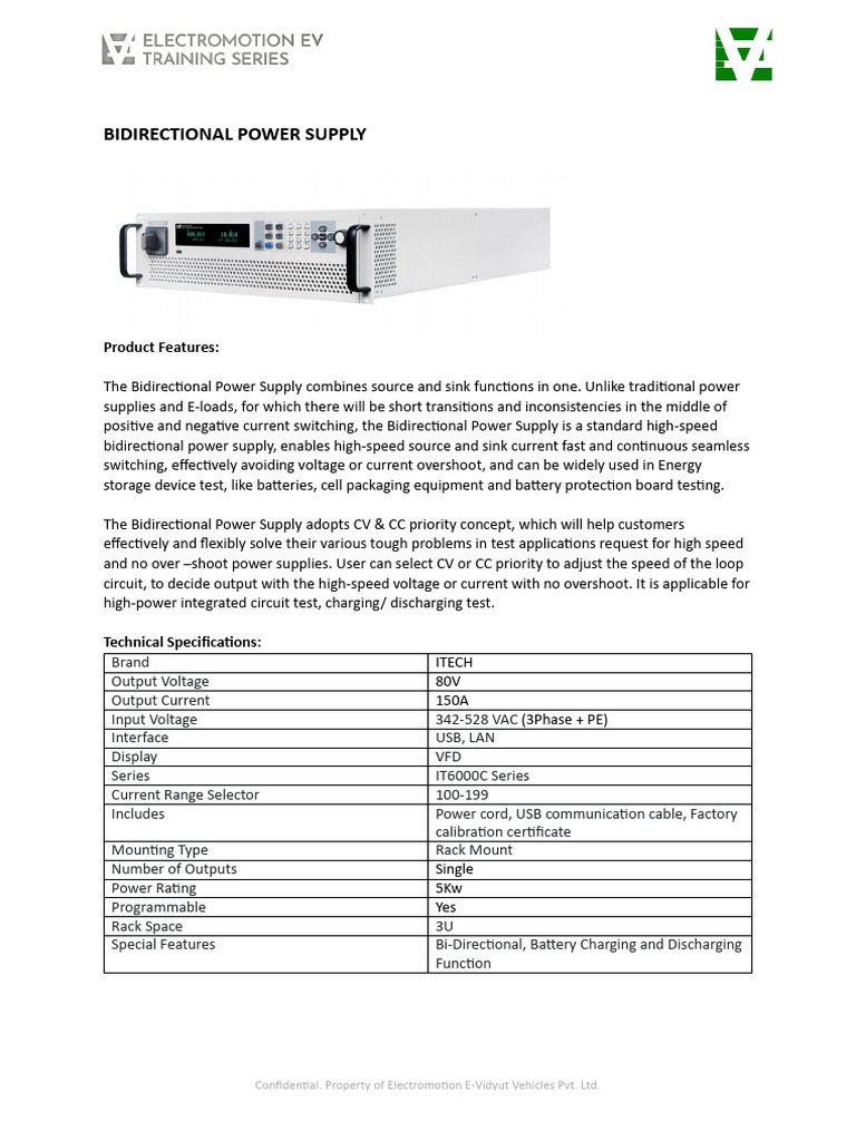 Bidirectional Power Supply Specs | PDF | Power Supply | Electronic ...