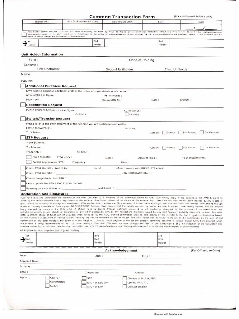 Common Transaction Form | PDF