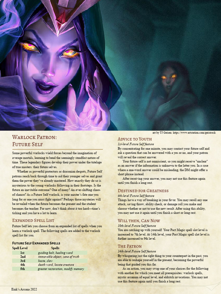 Future Self Warlock Patron Guide | PDF