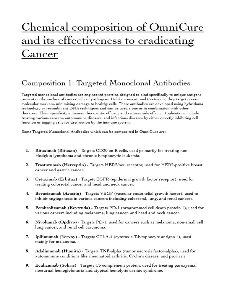 OmniCure: Cancer Treatment Compositions | PDF | Cancer | Tyrosine Kinase