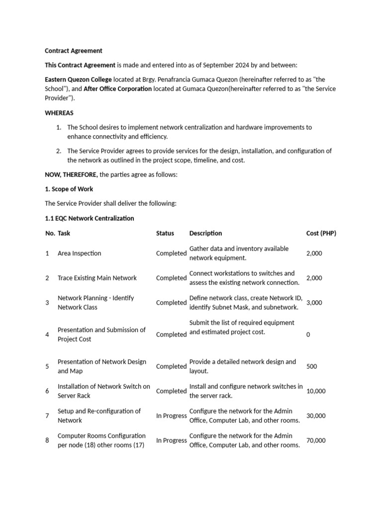 Hardware Contract Agreement | PDF | Computer Network | Computing