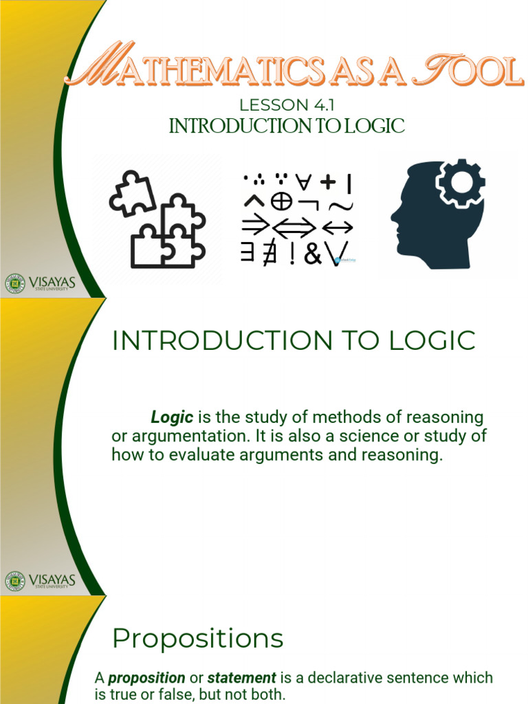 Lesson-4.1-Introduction-to-Logic (1) | PDF | Logic | Syntax (Logic)