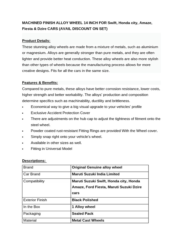 Alloy Wheels Basic | PDF