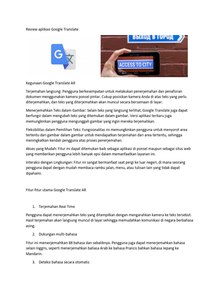 Review Aplikasi Google Translate | PDF