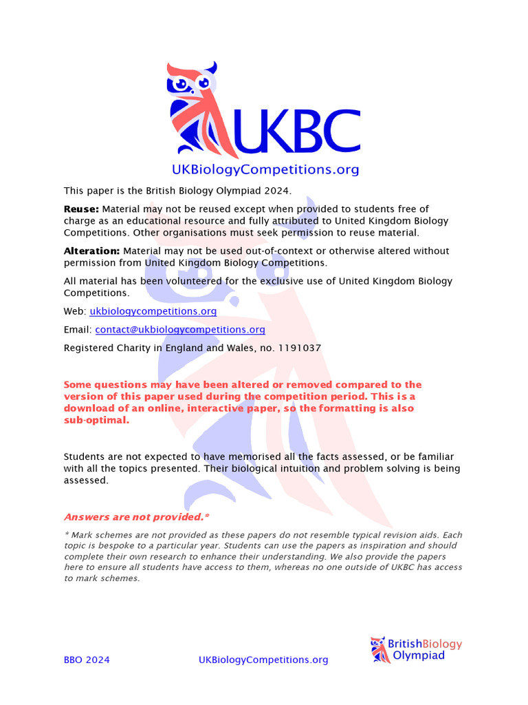 British Biology Olympiad Guide | PDF | Pseudomonas Aeruginosa | Zygosity