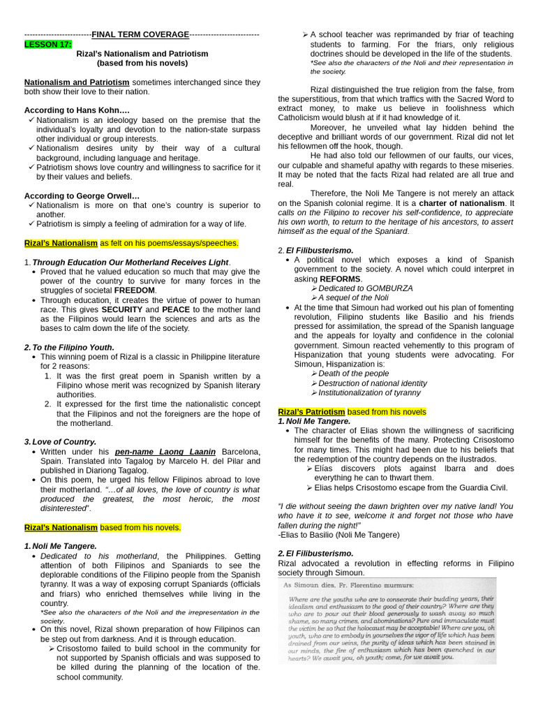 LWR Final Term Compilation Notes | PDF | Philippines