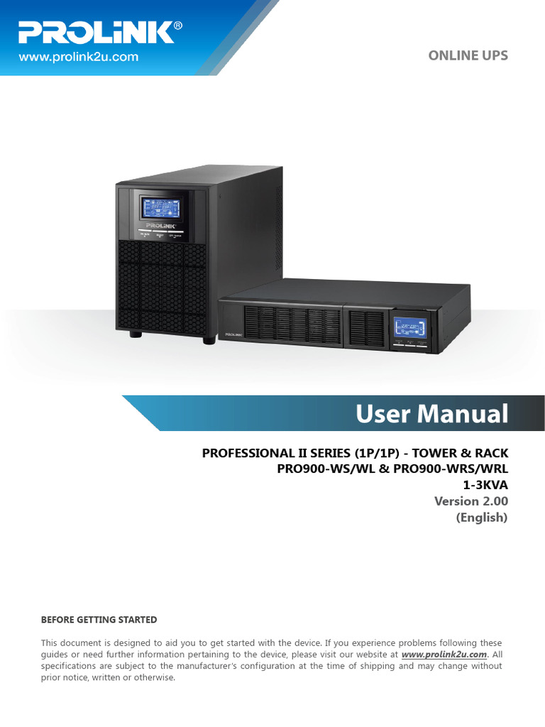 Prolink Pro903ws 3kva Online Ups | PDF | Power Inverter | Battery Charger