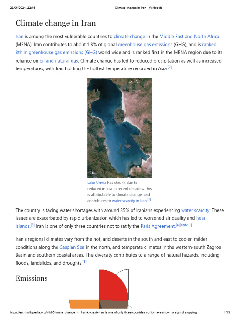 Climate Change in Iran - Wikipedia | PDF | Natural Environment | Earth ...