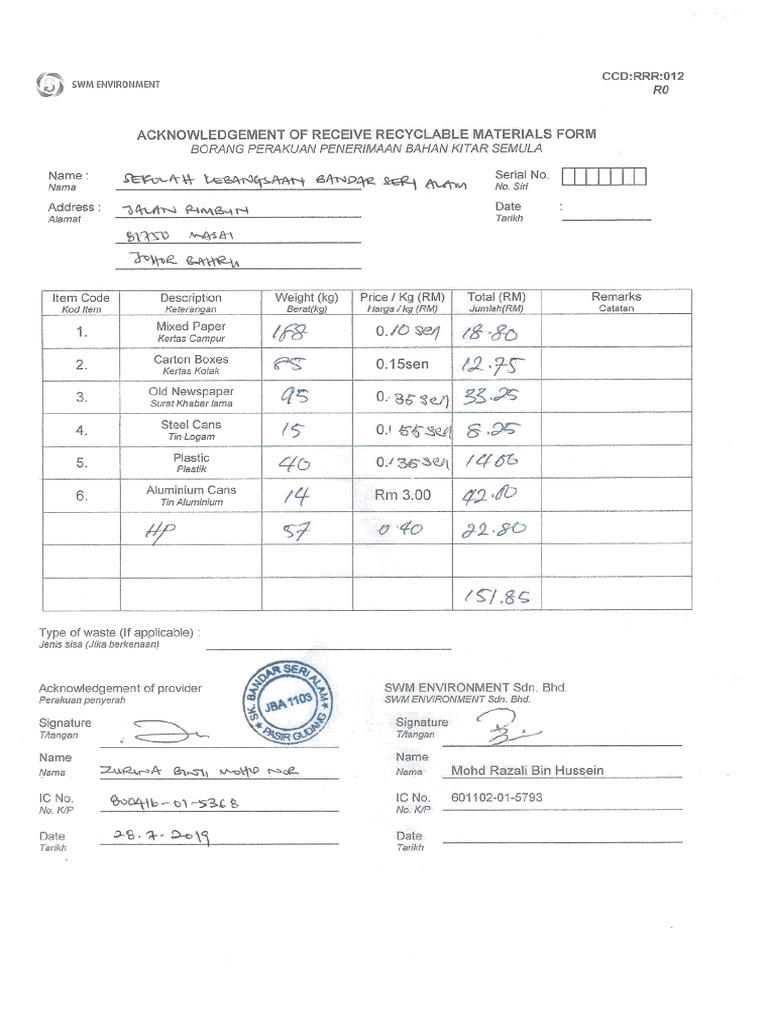 Resit Kitar Semula | PDF