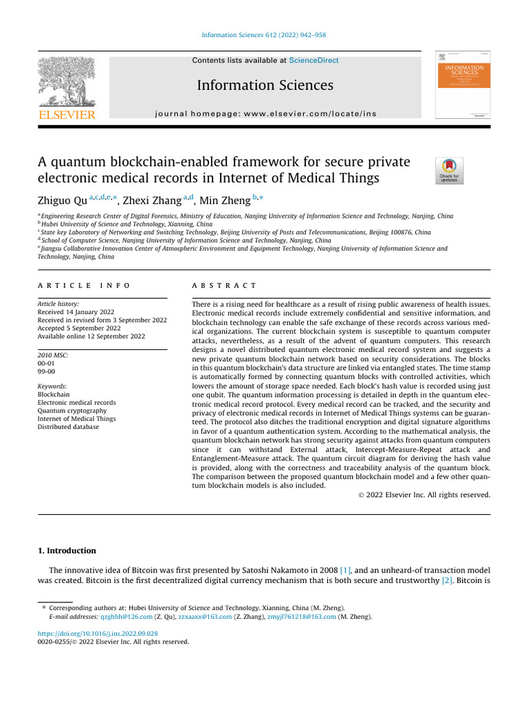 A Quantum Blockchain-Enabled Framework For Secure Private | PDF ...