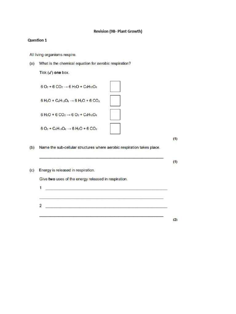 Revision Year 9 Term 1-Plant Growth (1) | PDF