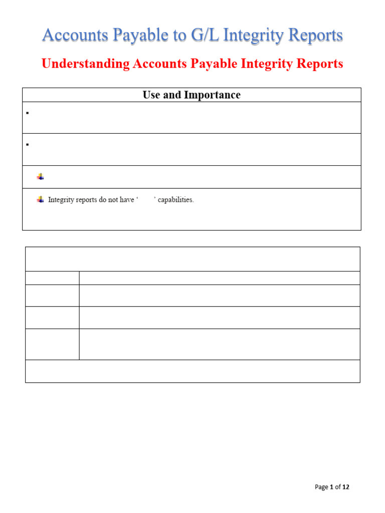 Accounts Payable Integrity Reports | PDF | Accounts Payable | Value ...