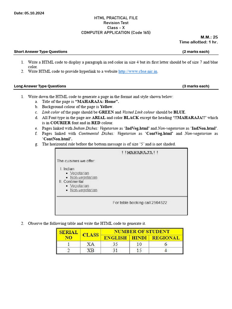 HTML PRACTICAL FILE | PDF | Html | Hyperlink HTML PRACTICAL FILE | PDF | Html | Hyperlink