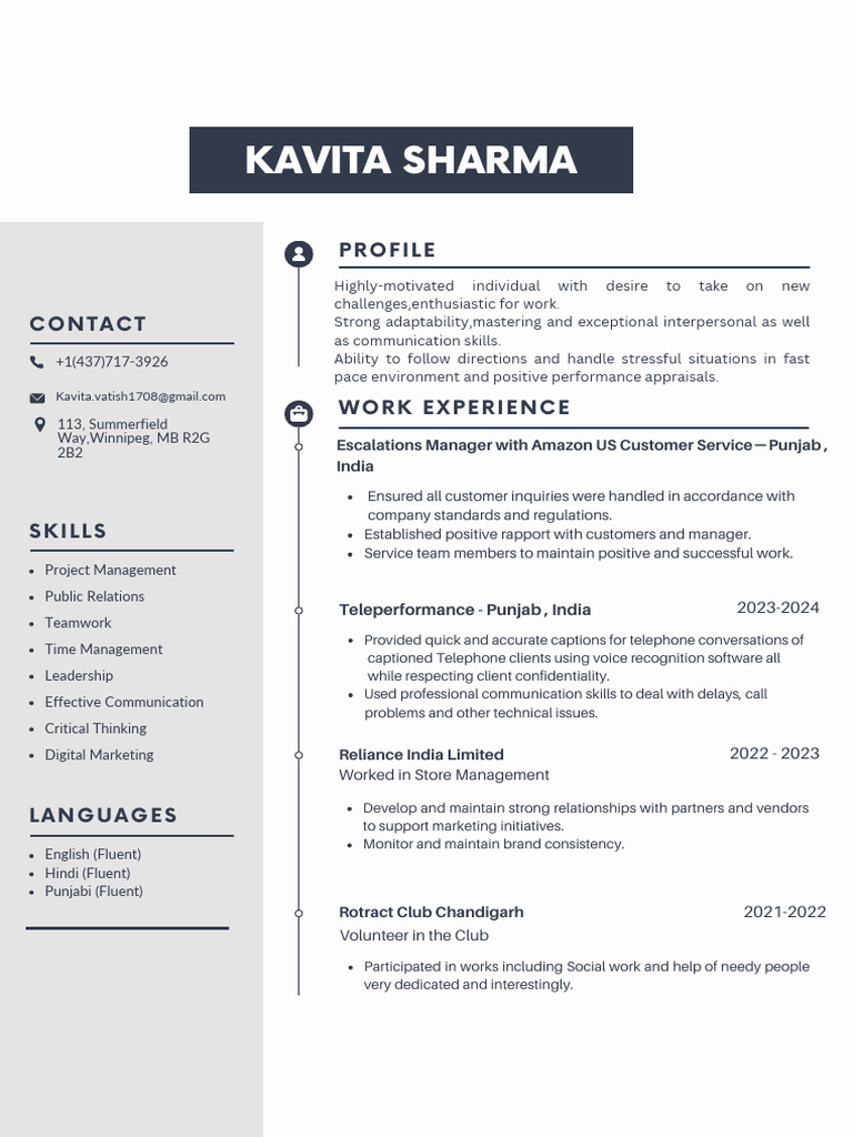Blue and Gray Simple Professional CV Resume | PDF