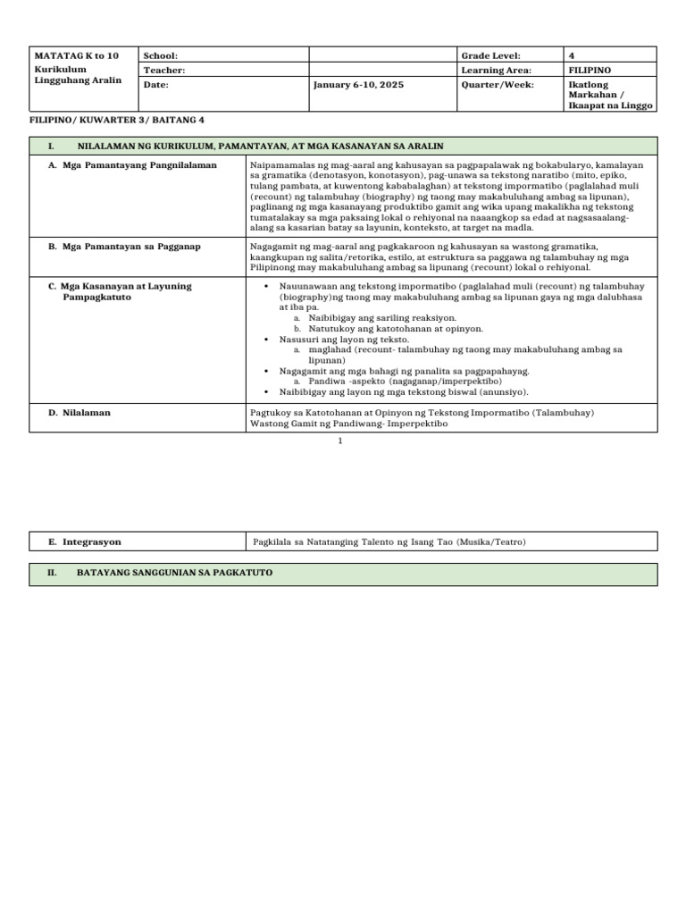 Fil 4 - DLL - Q3 - Week 4 | PDF
