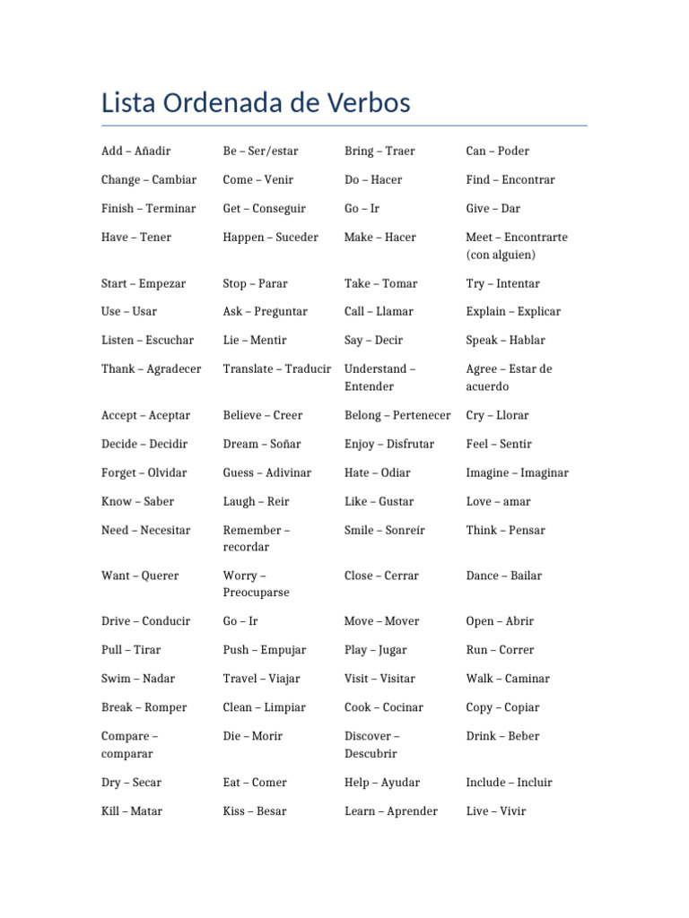 Lista_Ordenada_de_Verbose | PDF