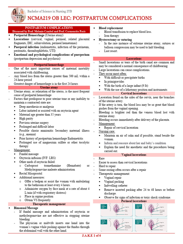 WK4 - Postpartum Complications | PDF | Psychosis | Childbirth