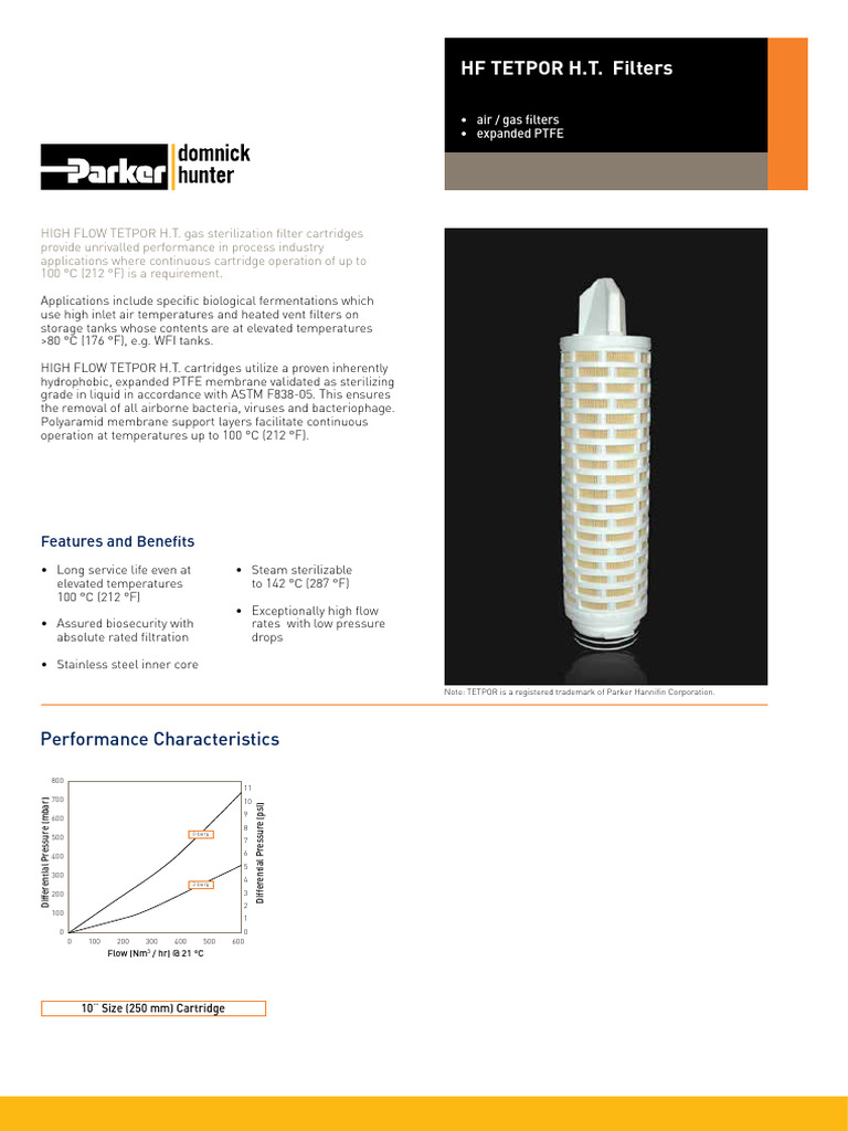 HIGH FLOW TETPOR HT Datasheet-Pharma (Low Res) | PDF | Sterilization (Microbiology) | Filtration