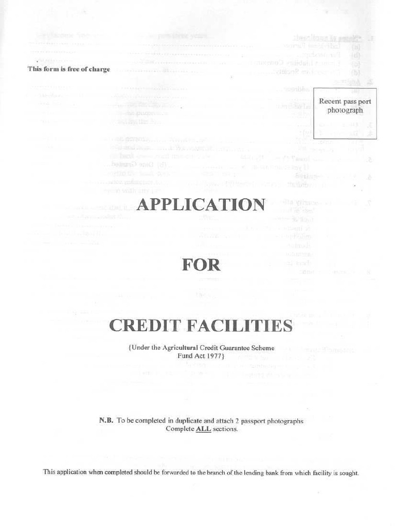 CBN Loan Application Form Creditfacility | PDF