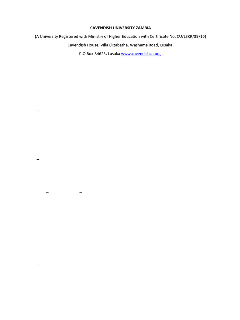 Cavendish University Zambia Banking Details | PDF