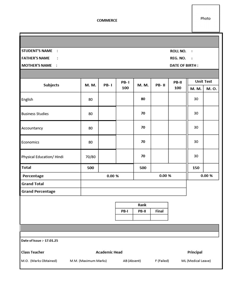 Class 12 Preboard Report 2024-25 | PDF