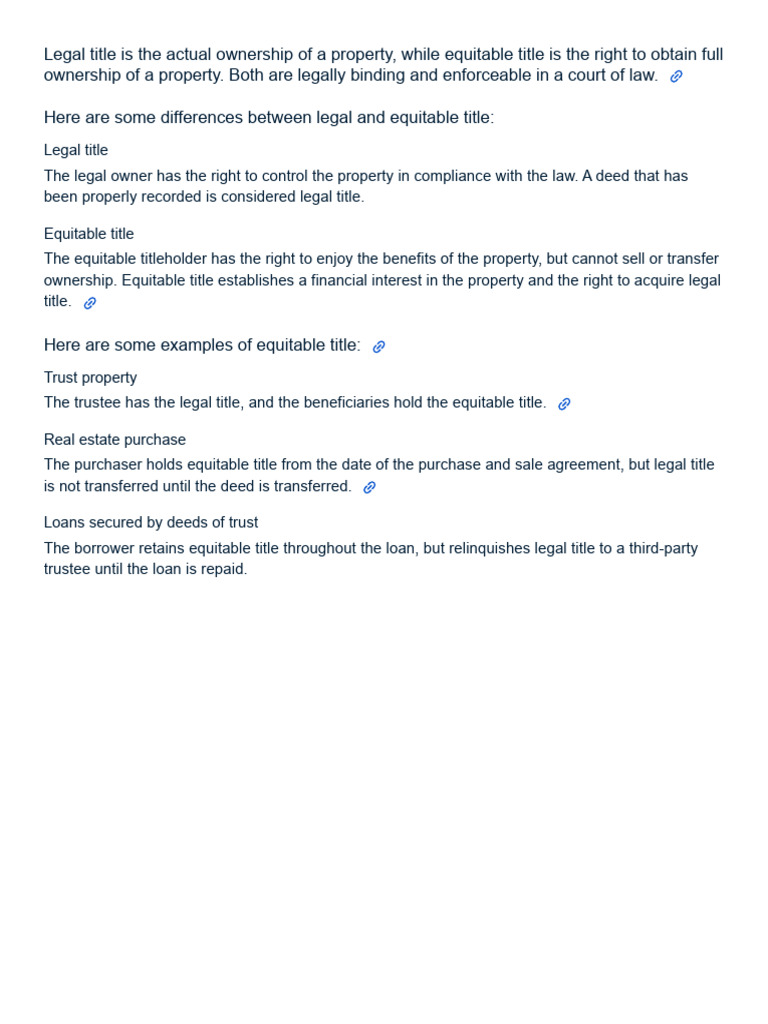 Legal and Equitable Title Meaning | PDF