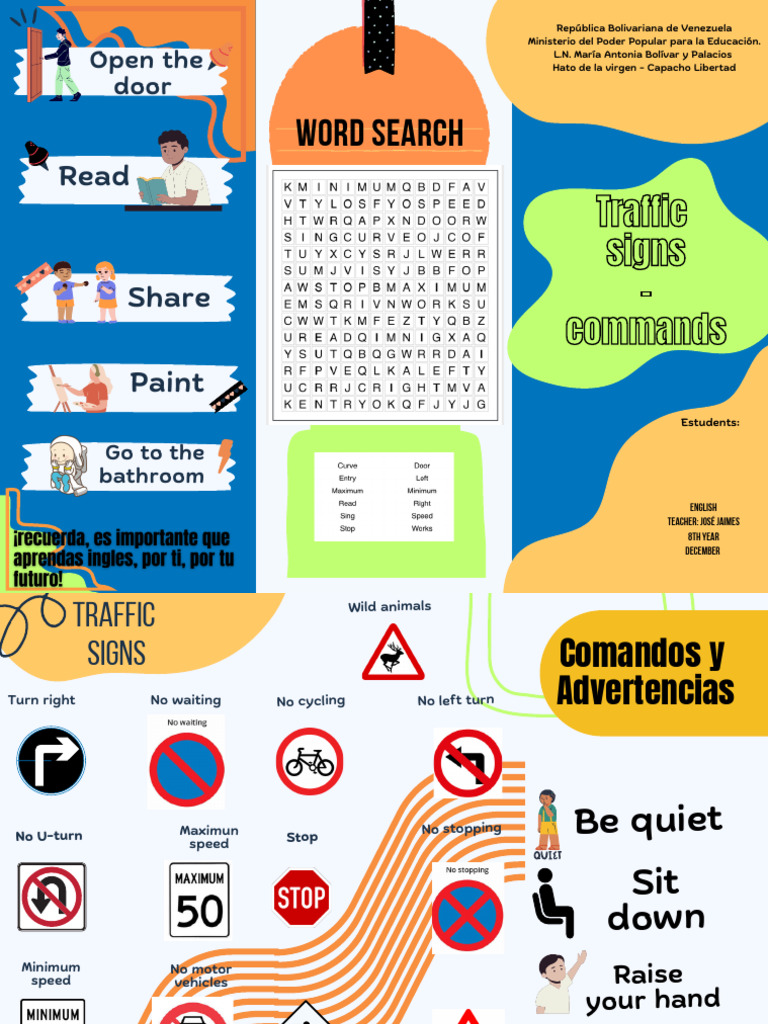 Traffic Signs and Commands Word Search | PDF