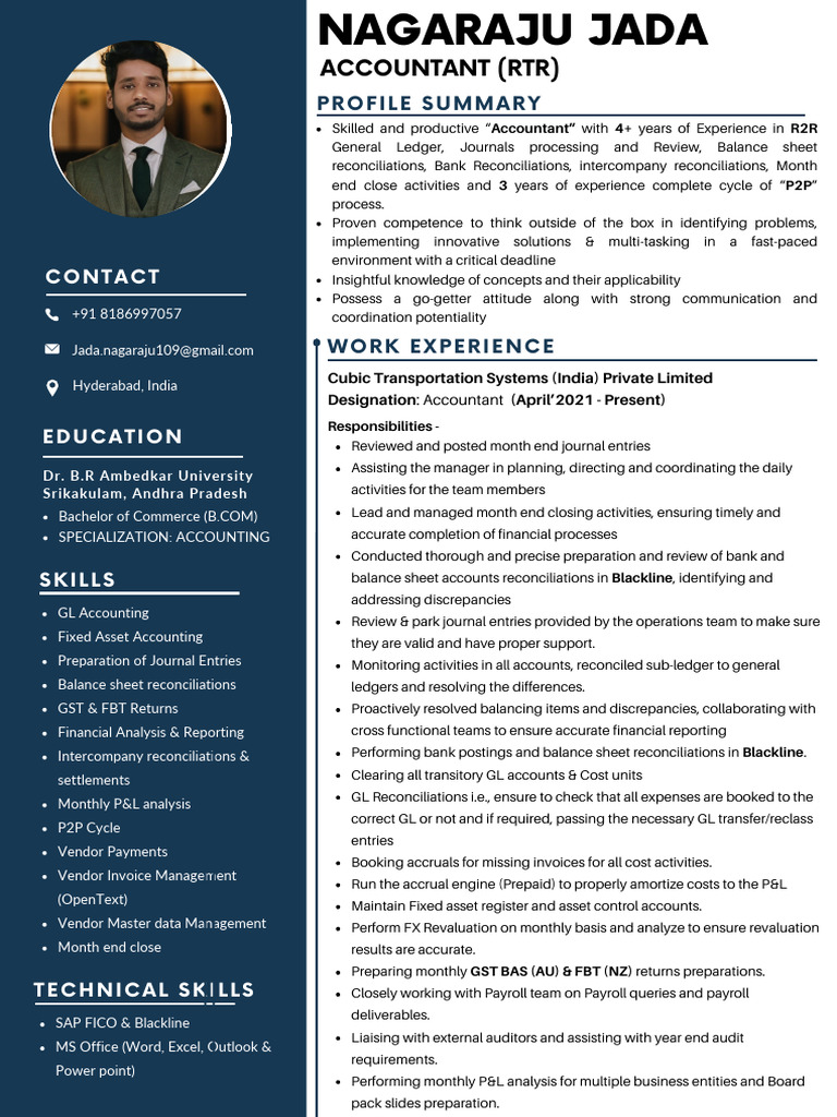 CV - Nagaraju Jada - RTR Specialist - 2025 | PDF | Accounts Payable ...