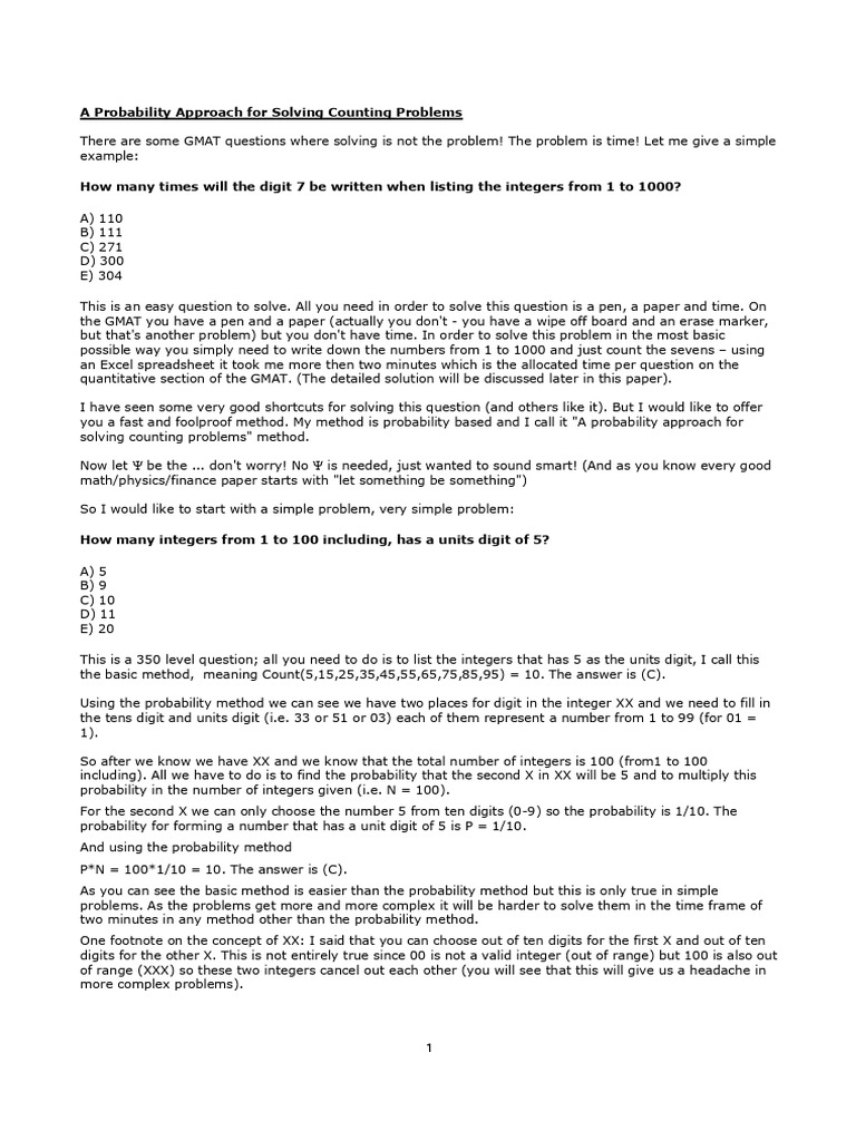 A Probability Approach For Solving Counting Problems 492 | PDF | Numbers | Odds